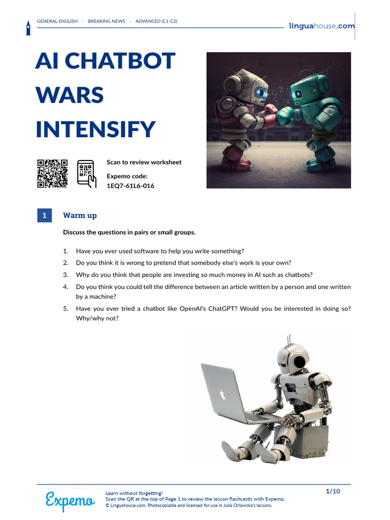 Ai Chatbot Wars Intensify British English Student C1 C2 | PDF ...