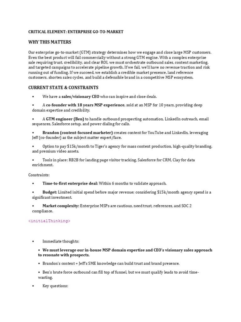 Critical Element Enterprise Go-To-Market | PDF | Linked In | Credibility
