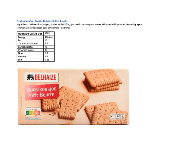 Proximal Analysis Cookie Composition | PDF