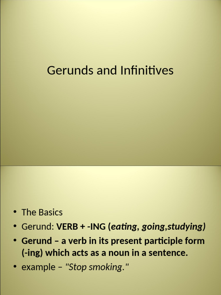 Gerunds and Infinitives | PDF | Verb | Linguistic Morphology