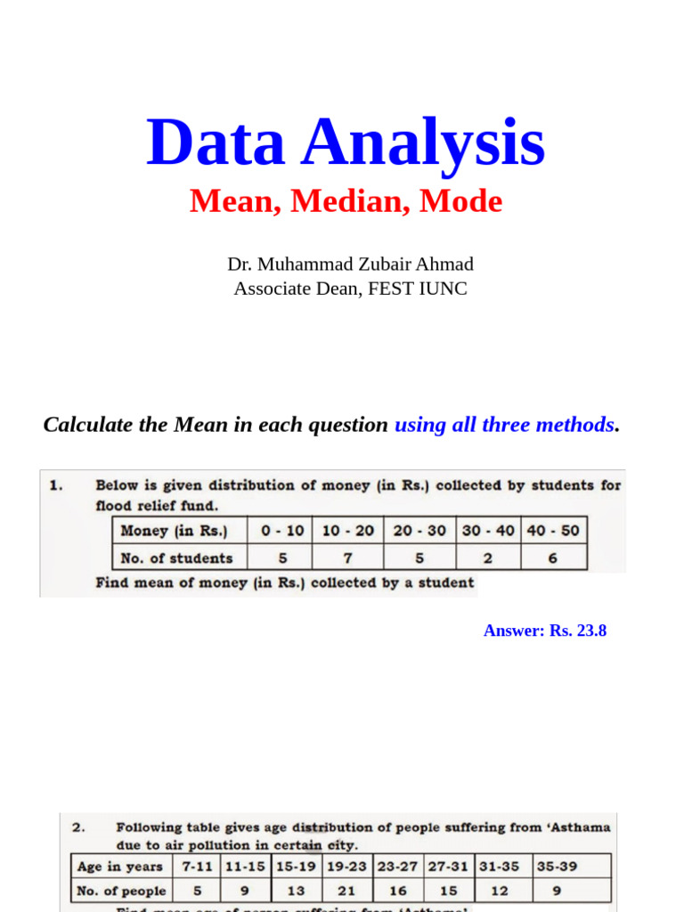 Mean - Practice Problem | PDF