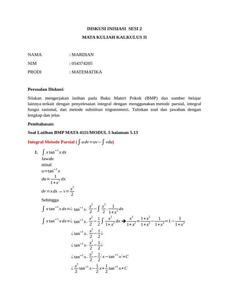 DISKUSI INISIASI SESI 2 Kalkulus 2 | PDF