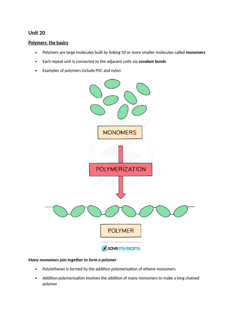 Unit 20 Chemistry Igcse Notes | PDF | Polymers | Polyester