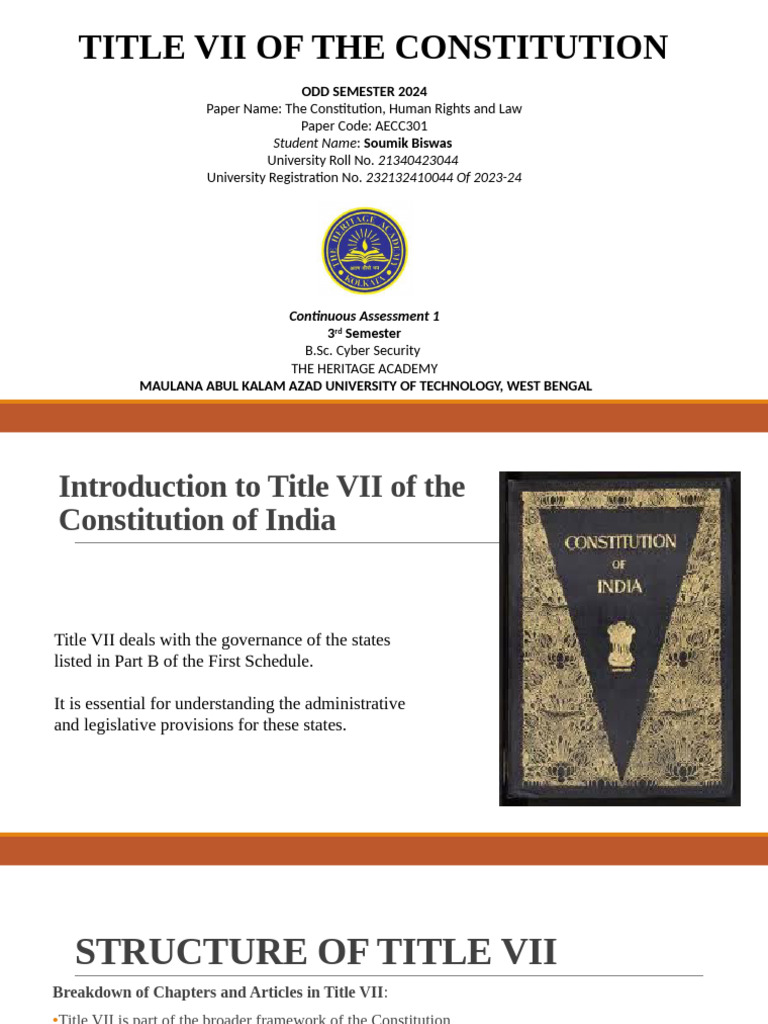 Title VII of the Indian Constitution Explained | PDF