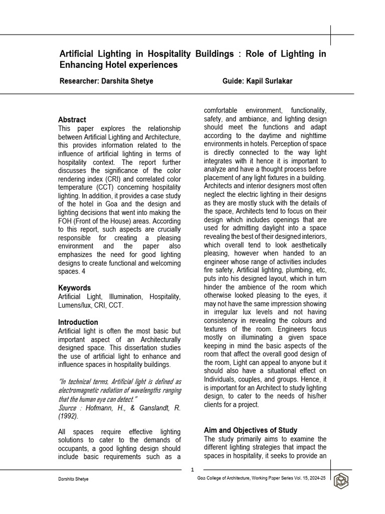 Enhancing Hospitality with Lighting Design | PDF | Lighting | Fluorescent Lamp