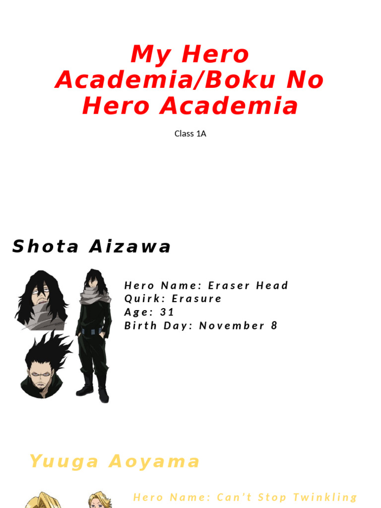 My Hero Academia Class 1A Ages | PDF | Superheroes | Animated Characters