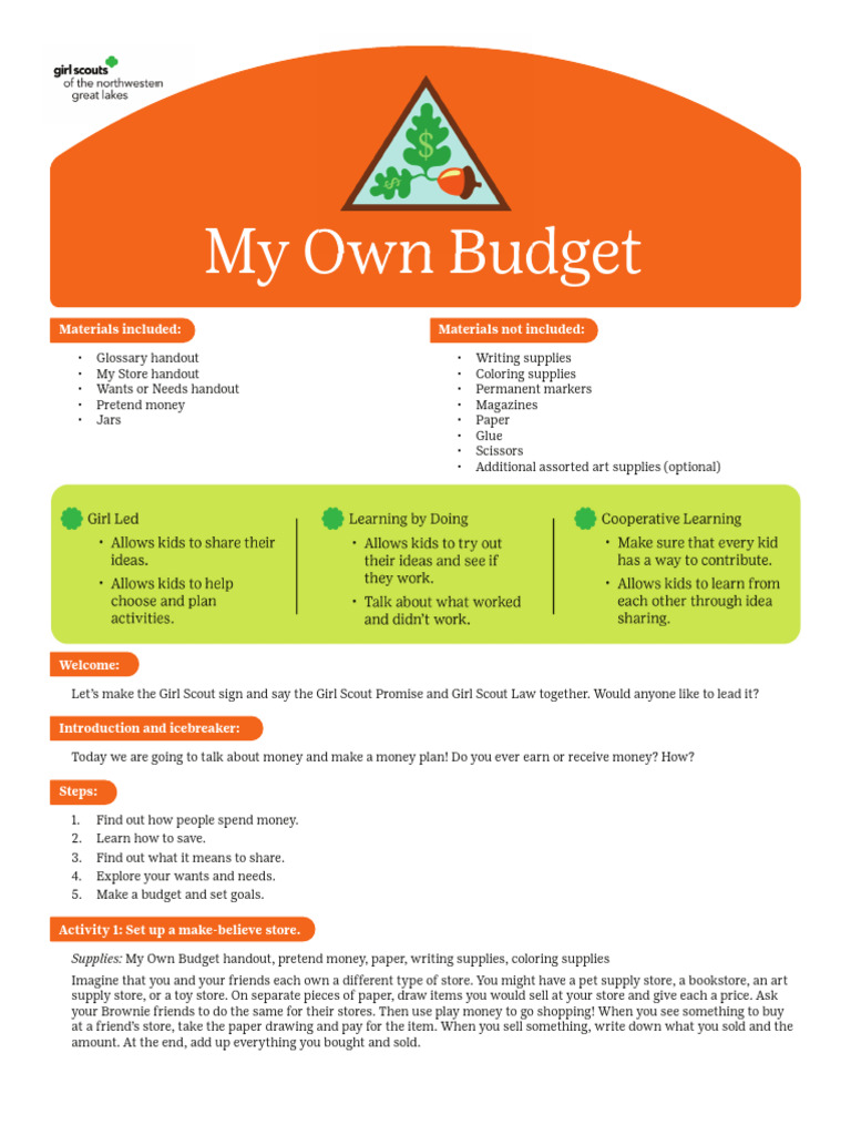 My Own Budget - Brownie | PDF | Bancos | Dinero