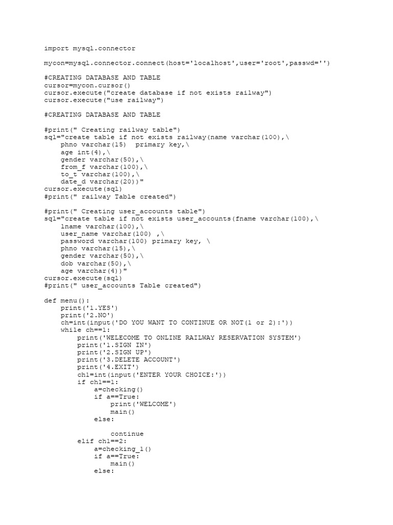 Railway Reservation System Project by - Nyx and Chaitanya | PDF | User (Computing) | Computer ...