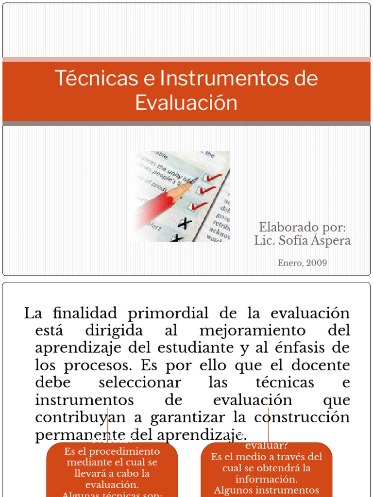 Tecnicas e Instrumentos de Evaluacion | PDF | Evaluación | Comportamiento