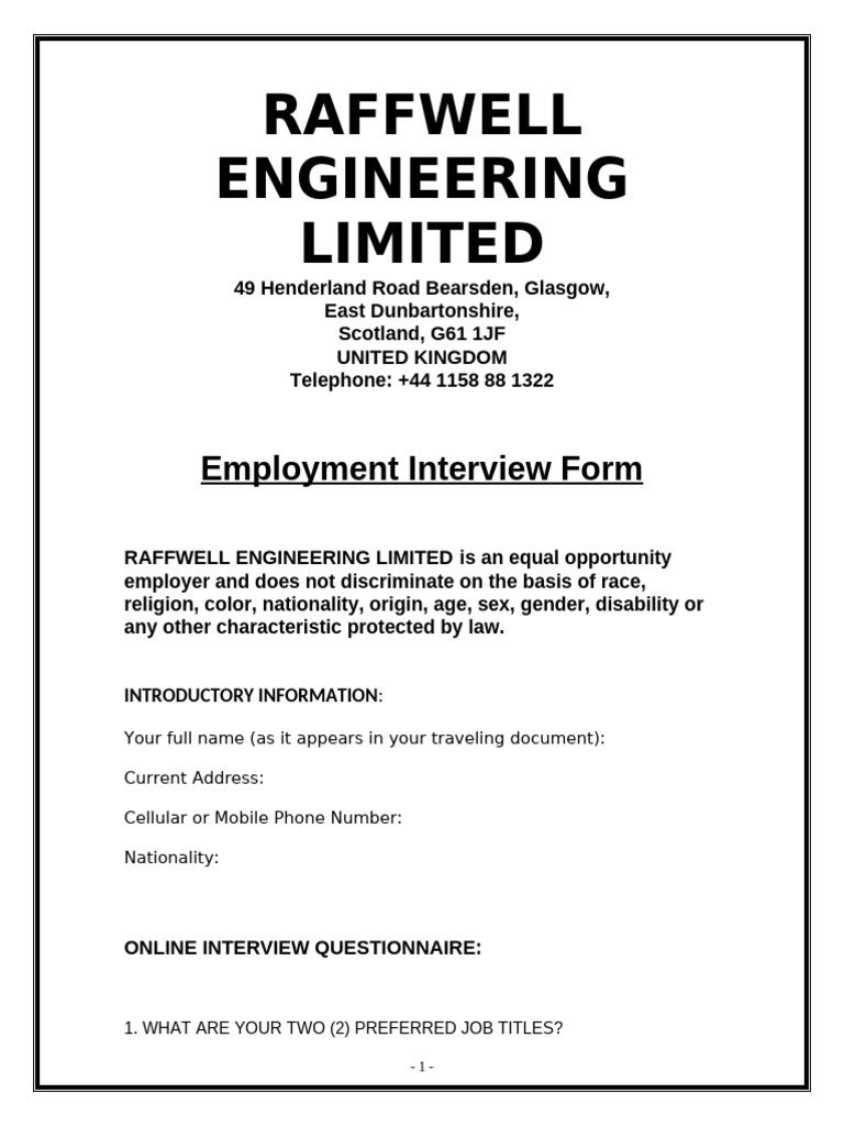 Employment Interview Form | PDF