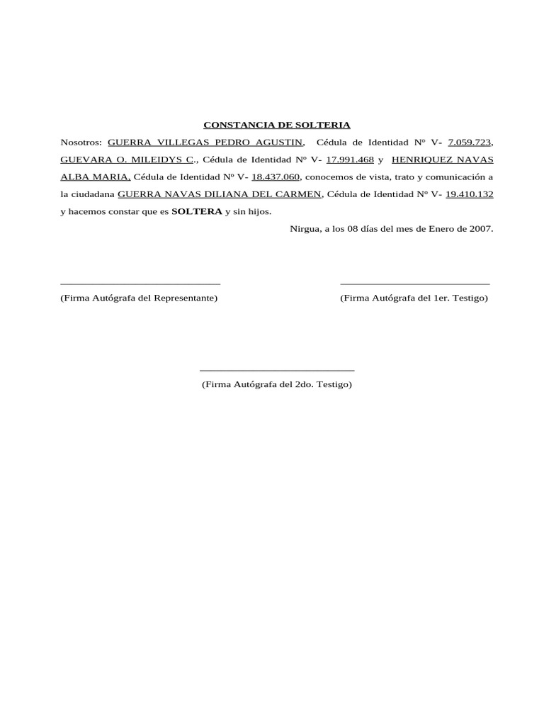 Constancia de Solteria | PDF