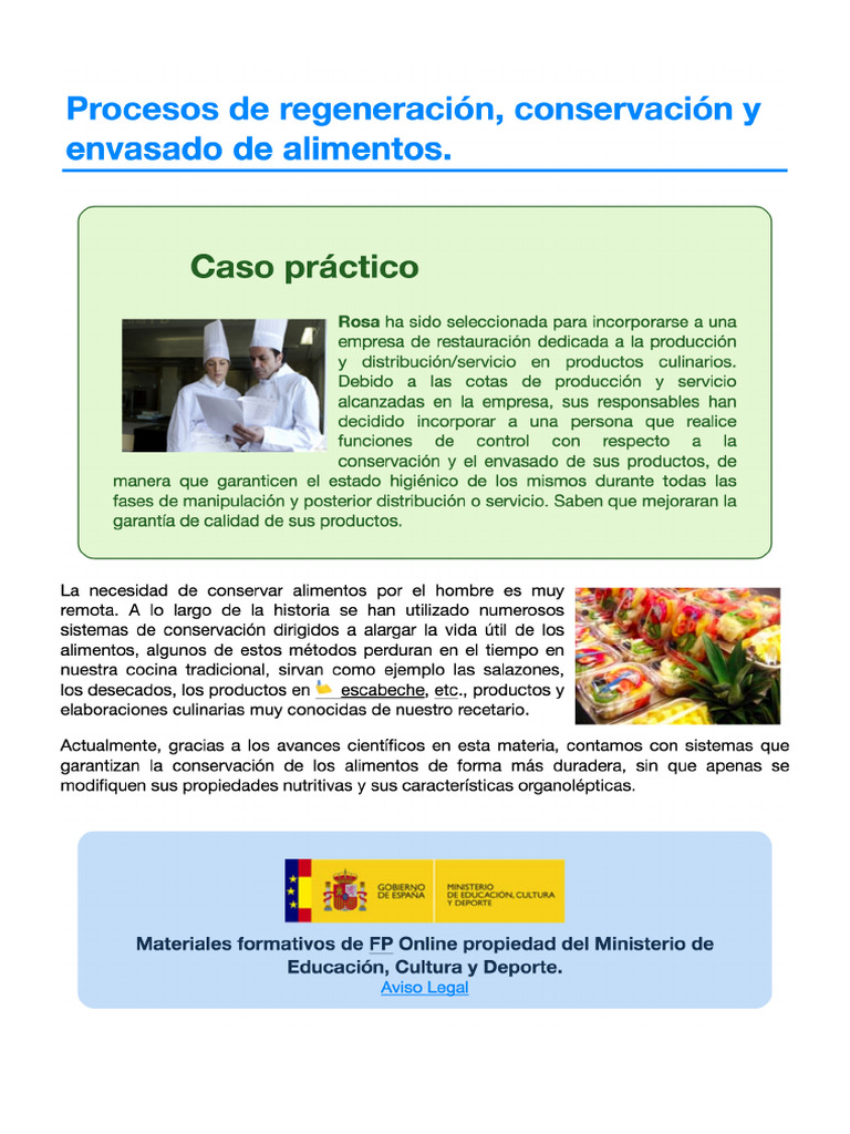 Procesos_de_regeneración,_conservación_y_envasado_de_alimentos. | PDF