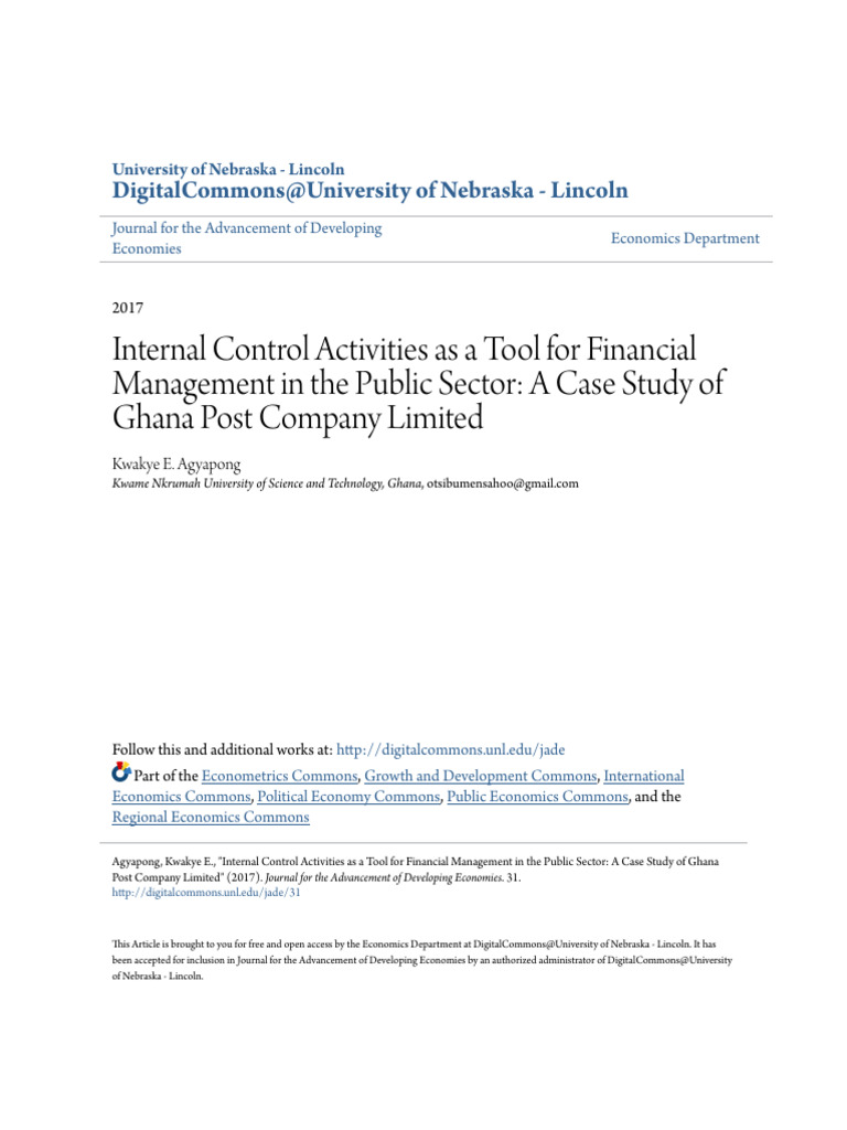 Internal Control Activities as a Tool for Financial Management in | PDF | Internal Control | Audit