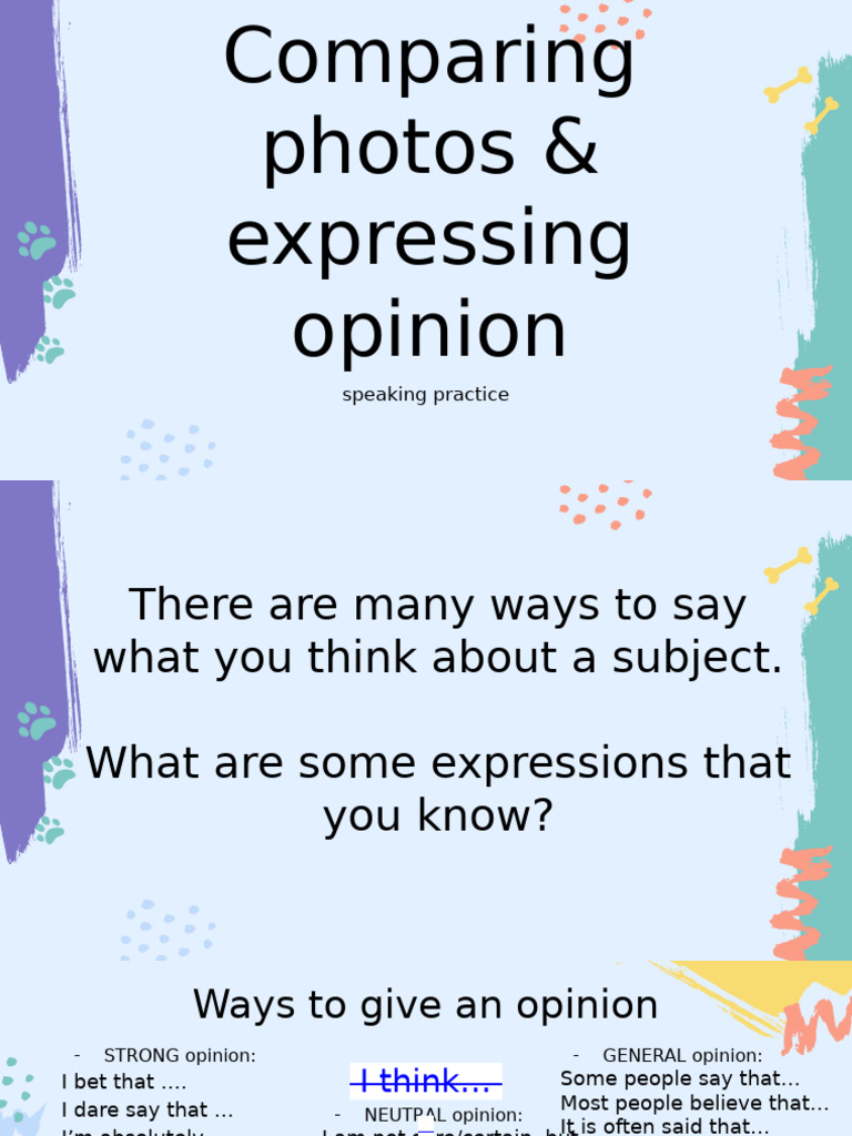 Speaking Comparing Photos and Giving Opinion Picture Description ...