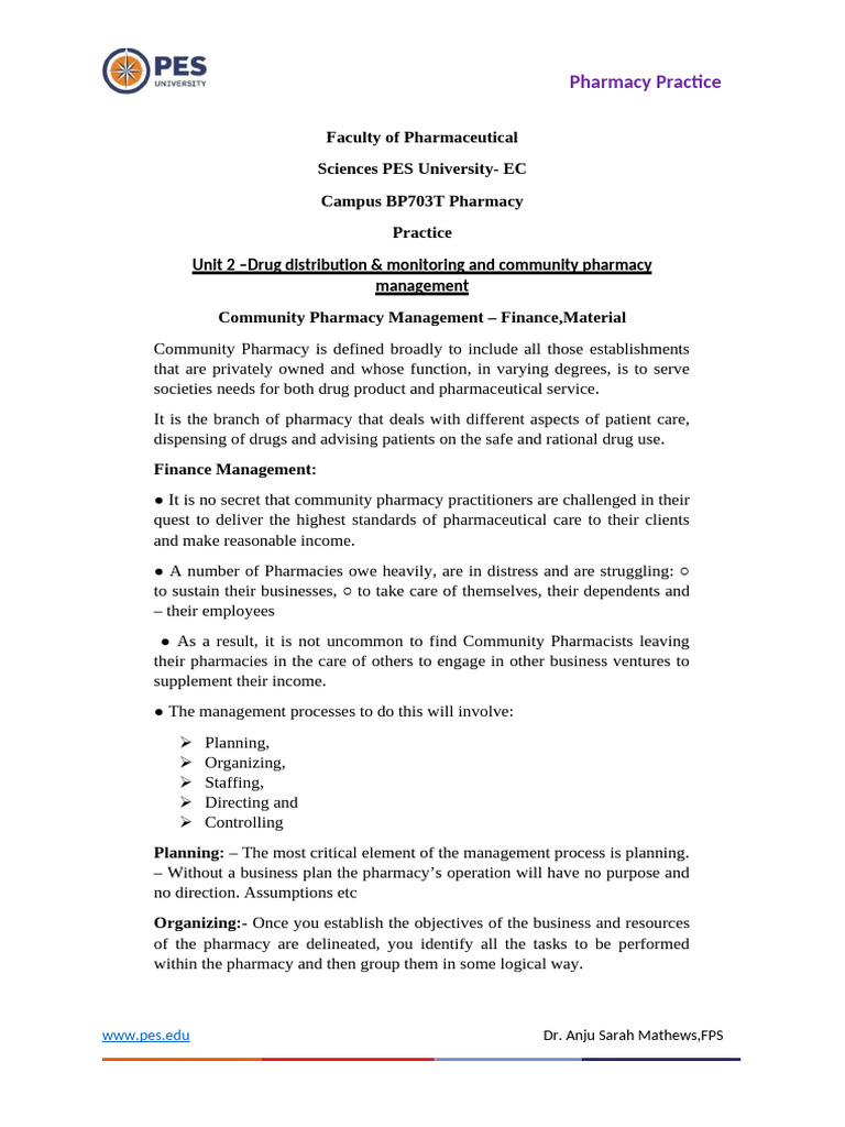 Community Pharmacy Management Guide | PDF | Income Statement | Pharmacy