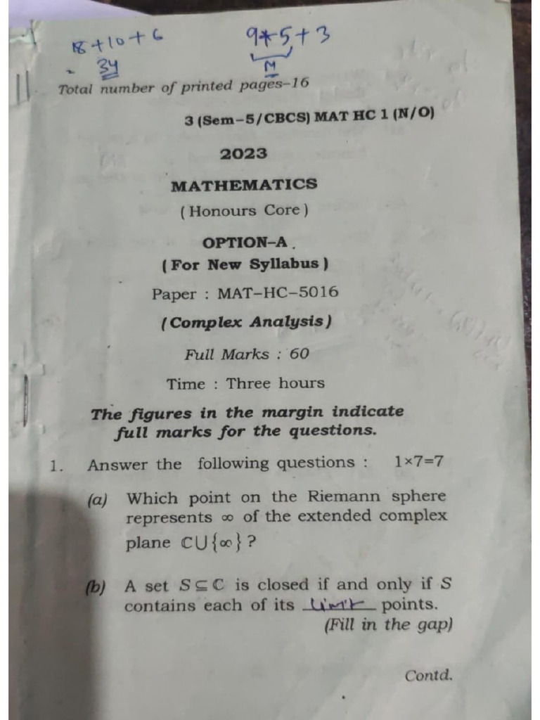2023 Complex Analysis | PDF
