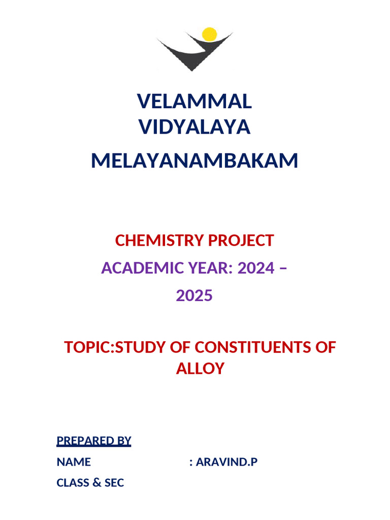 Aravind che project | PDF | Alloy | Bronze