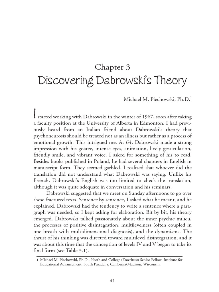 Exploring Dabrowski's Theory | PDF | Self Actualization | Developmental Psychology