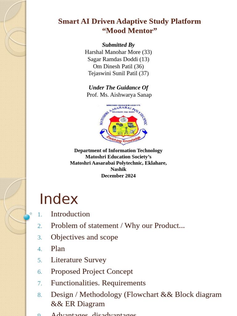 Smart AI Driven Adaptive Study Platform Mood Mentor | PDF | Artificial ...