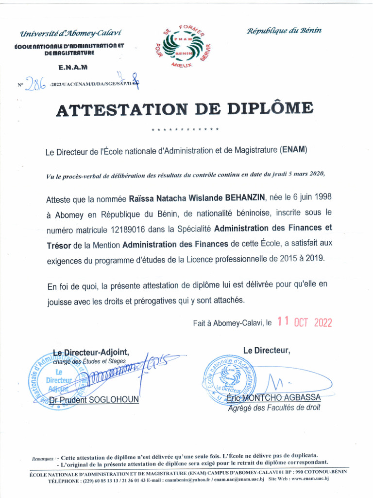 Attestation de Diplôme | PDF