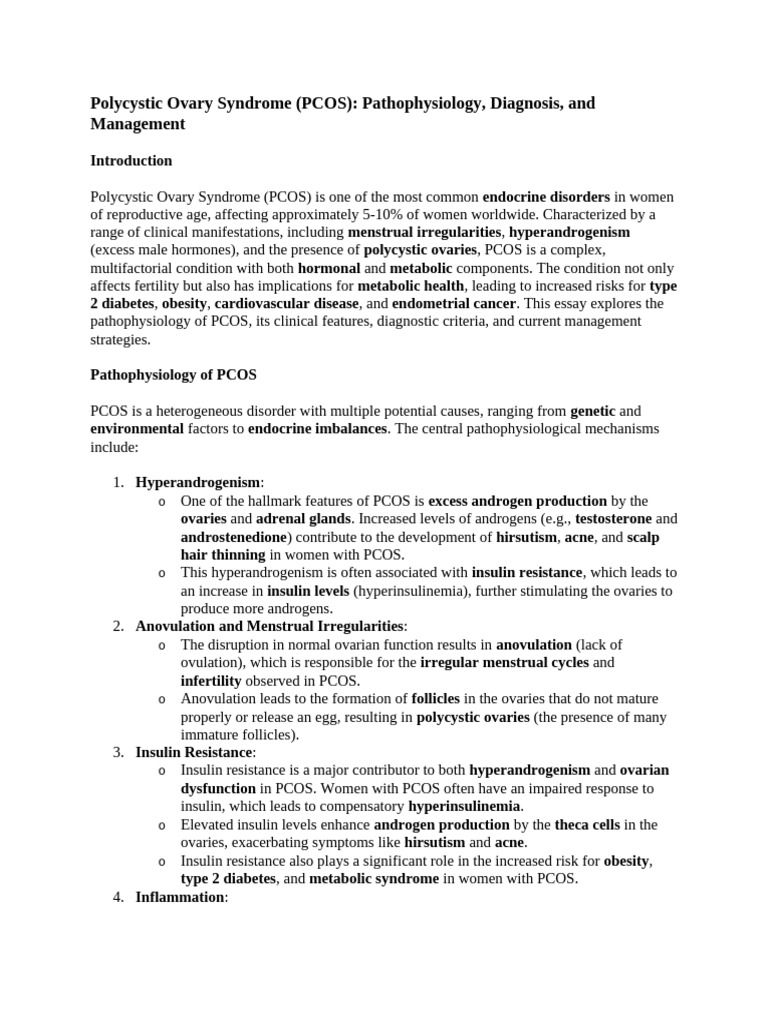 Polycystic Ovary Syndrome (PCOS) - Pathophysiology, Diagnosis, and ...