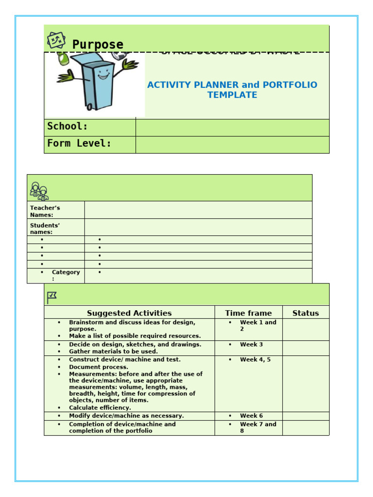 Activity-Planner-and-Portfolio-Template Editable | PDF