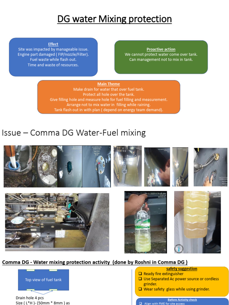 DG Water-Fuel Mixing Prevention Guide | PDF
