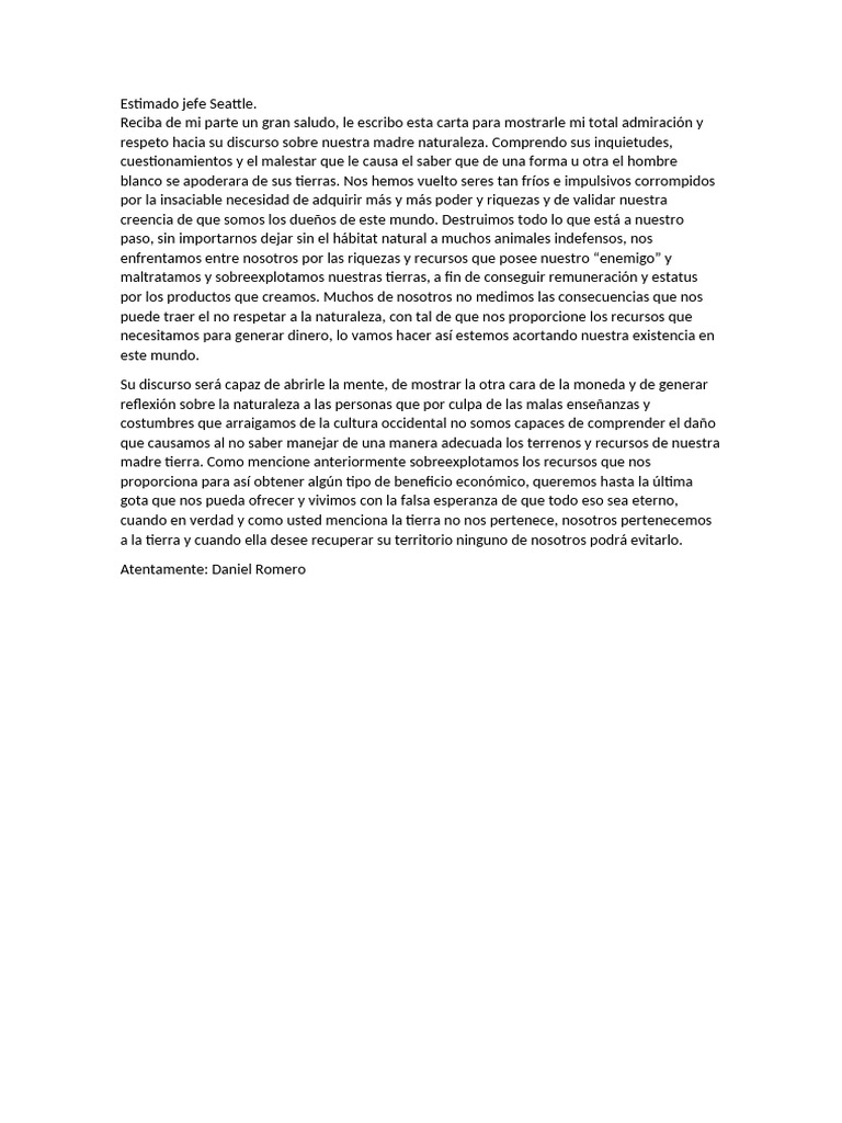 Carta Jefe Seattle | PDF