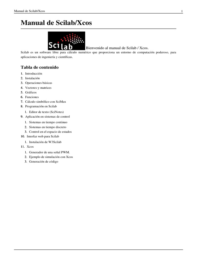 Manual de Scilab - Xcos | PDF