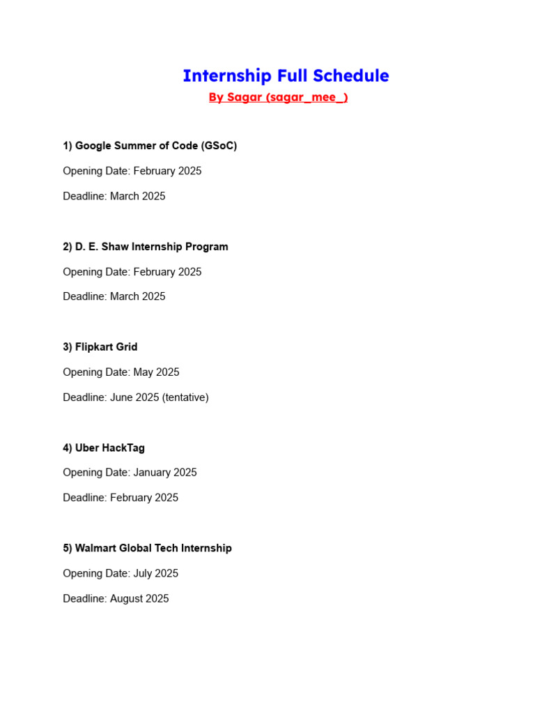 Internship Schedule | PDF