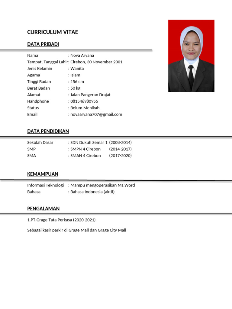 CV Nova Aryana New. | PDF