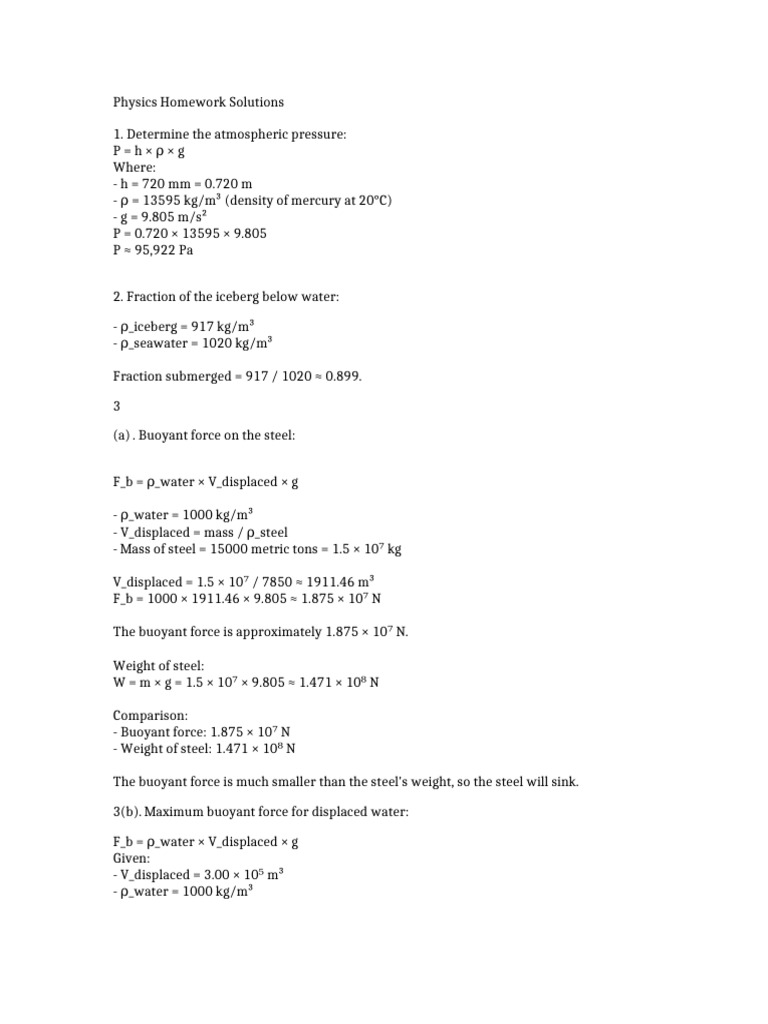 Physics Homework Solutions Pdf