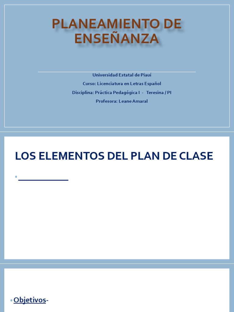 Elementos Del Plan de Clase | PDF | Enseñando | Maestros