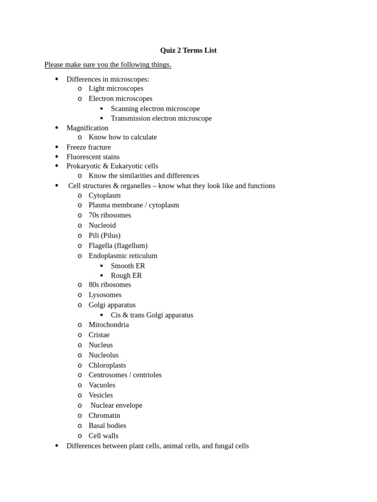 Unit 2 Terms List | PDF | Cell Membrane | Cell (Biology)