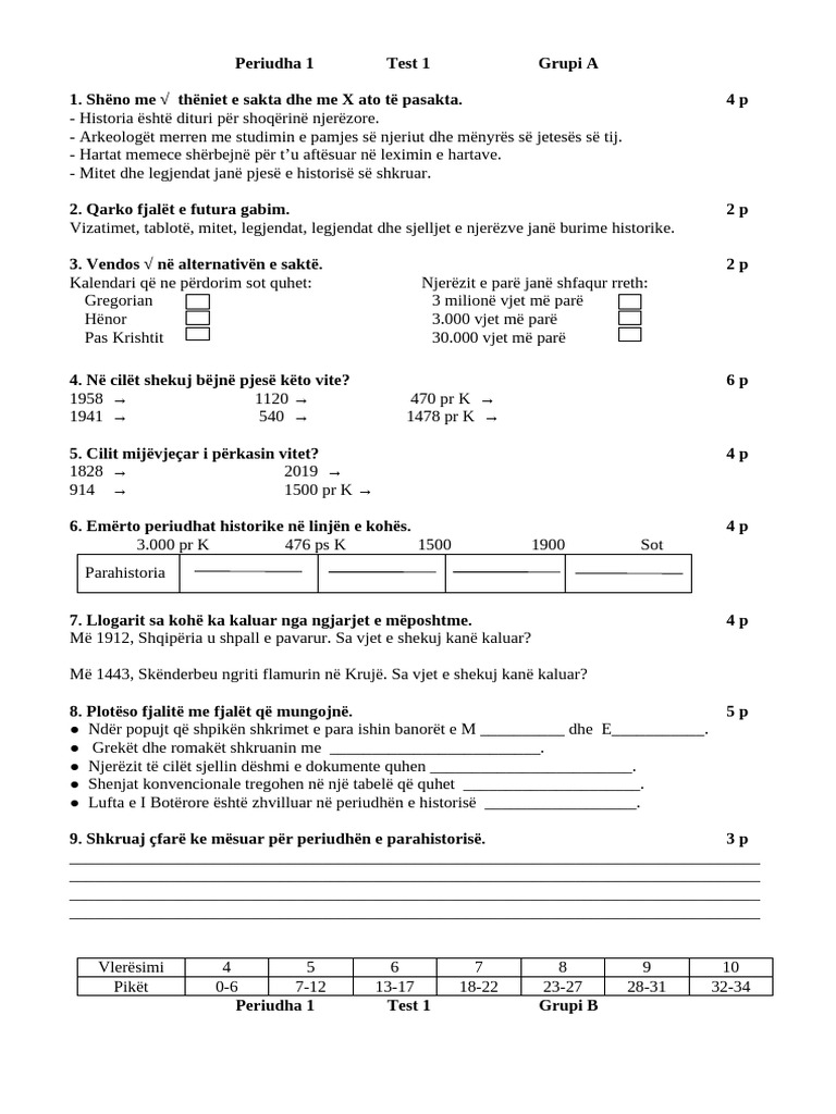 HISTORIA 5 Modele Testesh | PDF