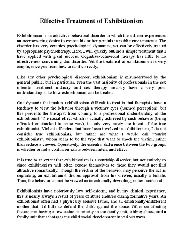 Effective Treatment of Exhibitionism | PDF | Psychotherapy | Action ...