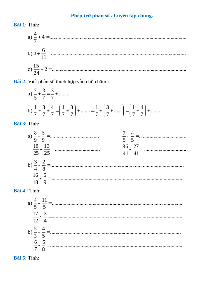 Phieu Bai Tap Toan Lop 4 Tuan 24 | PDF