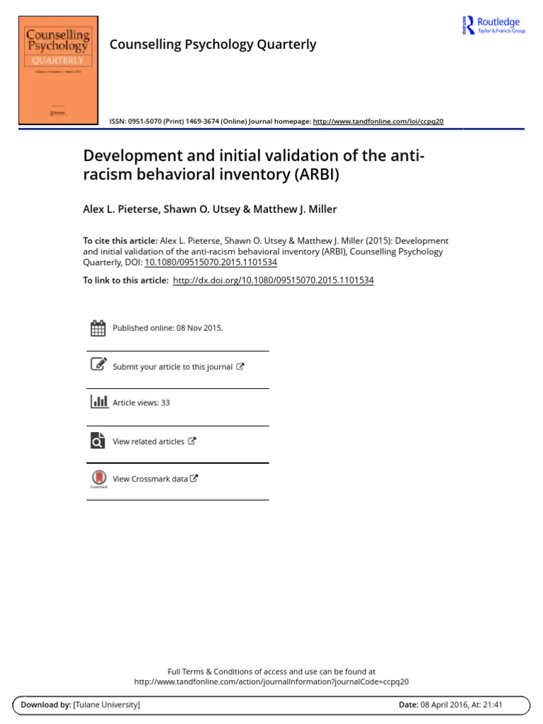 Development and initial validation of the antiracism | PDF | Racism | Discrimination & Race ...