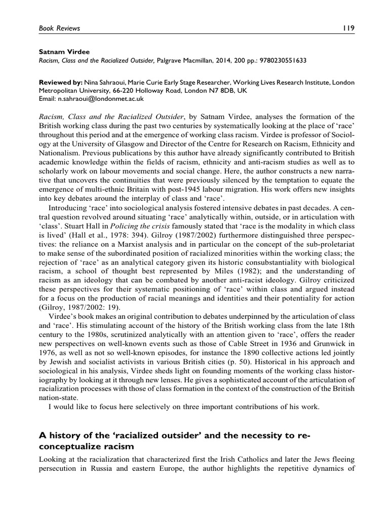 Racism, Class and The Racialized Outsider | PDF | Race (Human ...