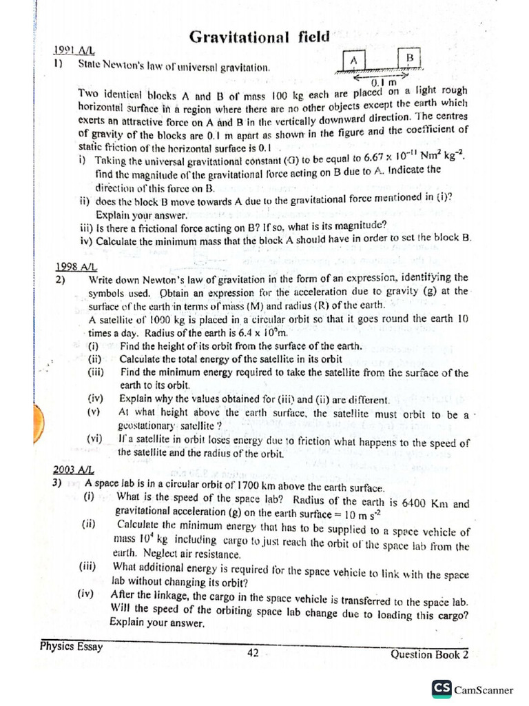 Physics Classified Essay Gravitational Field English | PDF
