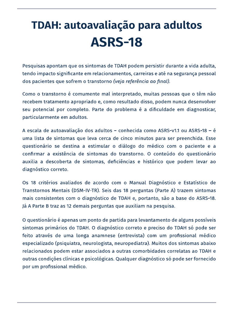 ASRS-18 (Adulto) | PDF