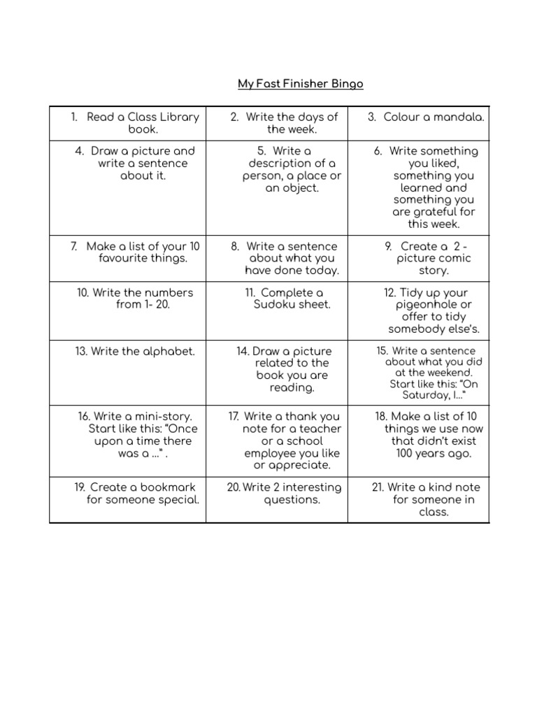 24 -25 Fast Finishers 1 | PDF