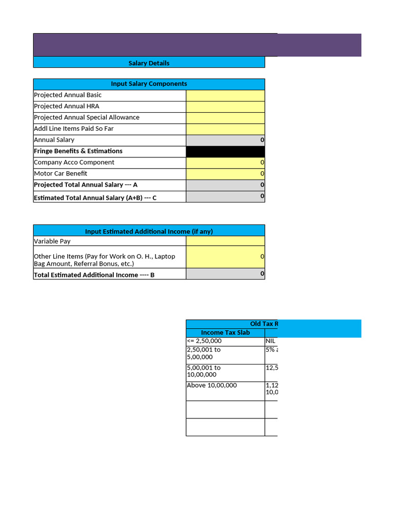 My Tax Estimate With Old & New Regimes 2024-2025 | PDF | Taxes | Salary