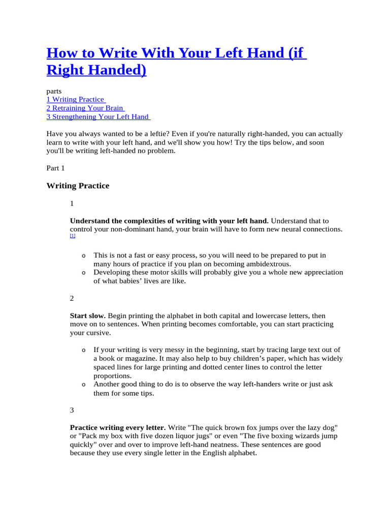 How To Write With Your Left Hand | PDF