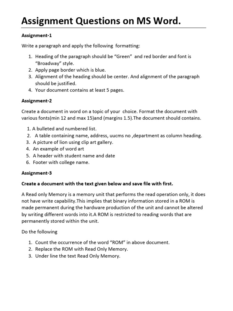 Lab Assign 1 | PDF | Microsoft Word | Read Only Memory Lab Assign 1 | PDF | Microsoft Word | Read Only Memory