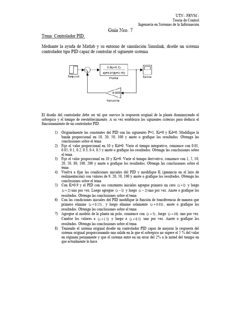 Guia 7 - PID | PDF | Ingeniería de control | Mecánica