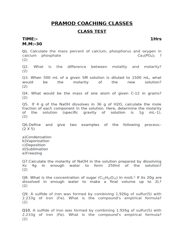 Class Test11111 | PDF