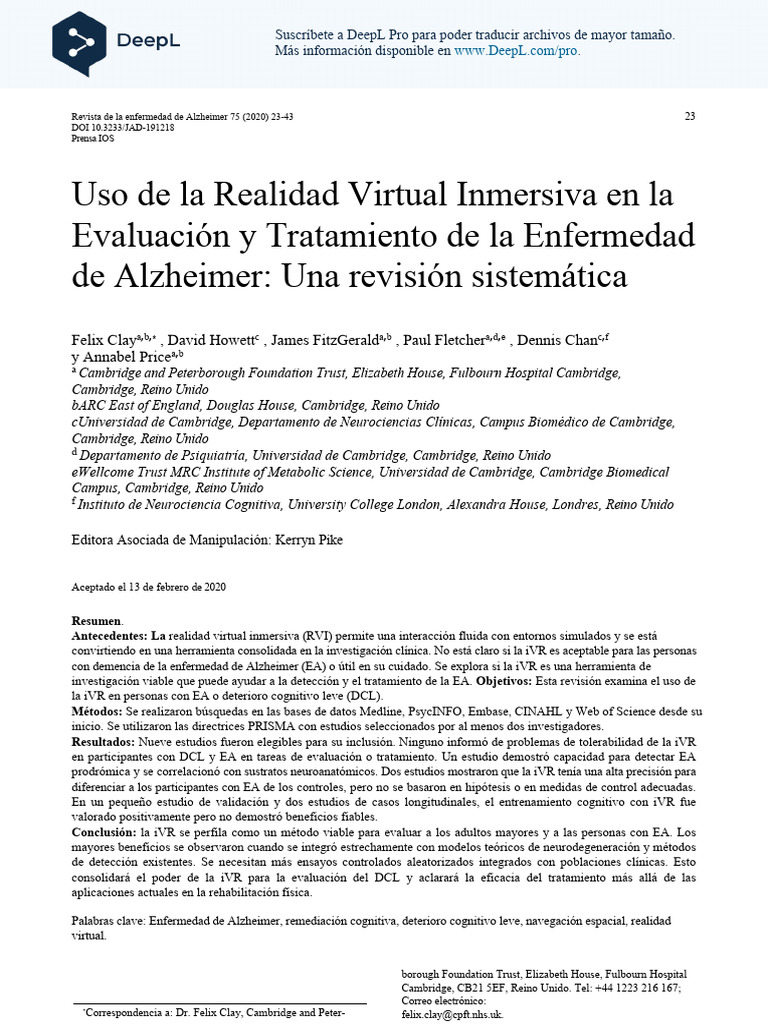 Use of Immersive Virtual Reality in The Es-ES | PDF | Realidad virtual