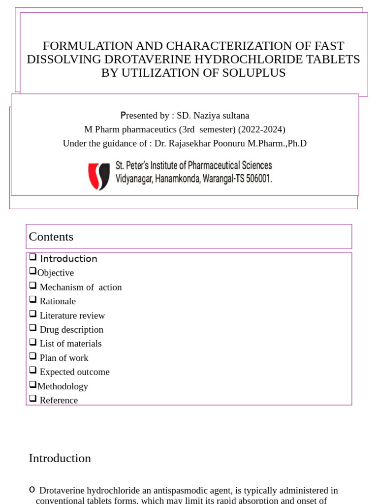 Naziya Mpharm Presentation | PDF | Pharmaceutical Formulation | Tablet (Pharmacy)