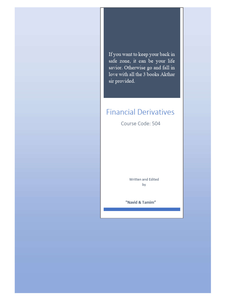 Understanding Financial Derivatives | PDF | Derivative (Finance) | Futures Contract